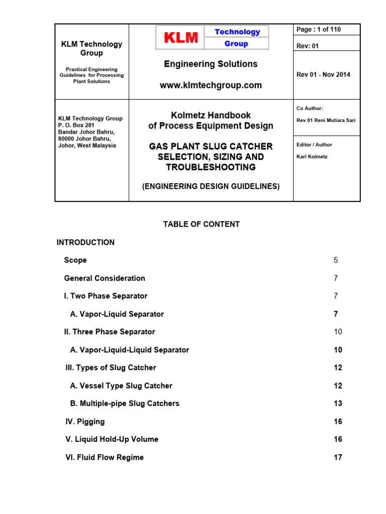 Engineering Design Guidelines Slug Catcher Rev1.1web | PDF | Liquids ...