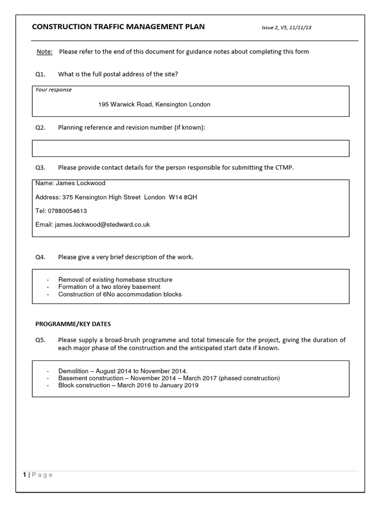 Construction Traffic Management Plan | PDF | Parking | Traffic