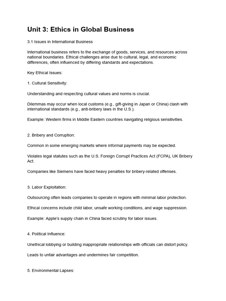Global Business Ethics Challenges | PDF | Sustainability | Labour Economics