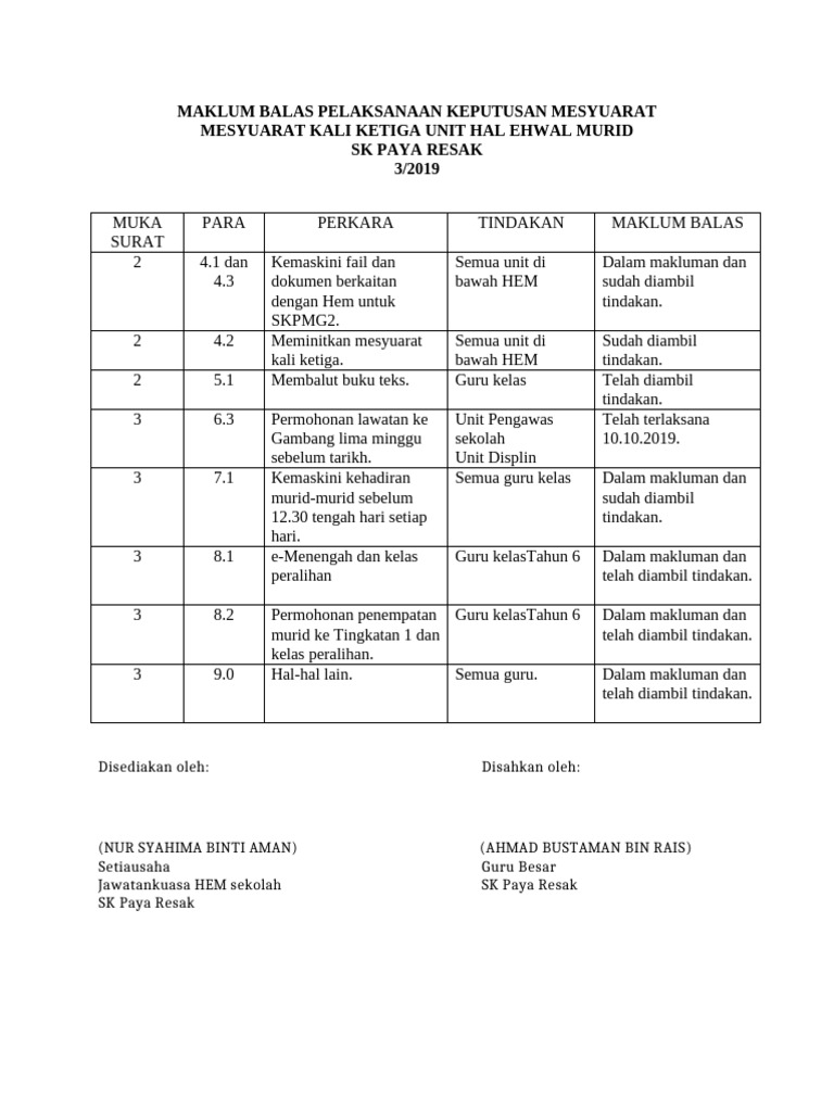 Maklum Balas Minit 3 | PDF