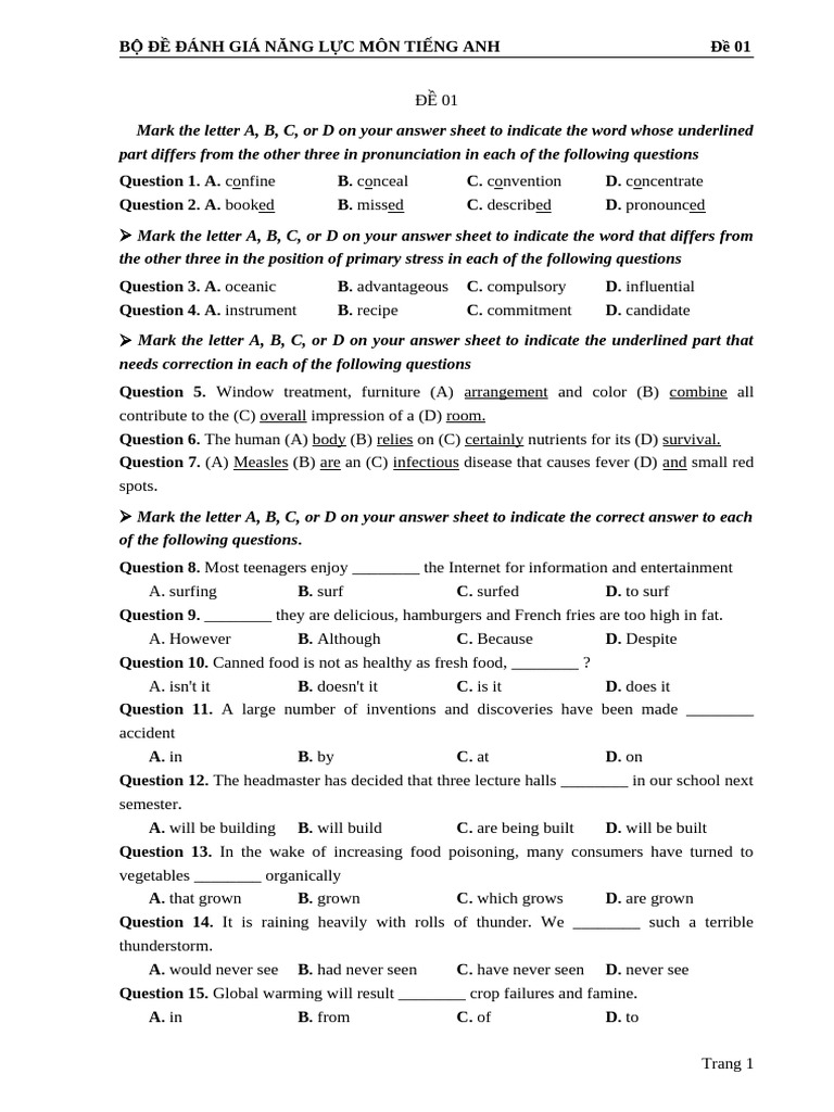De Thi Danh Gia Nang Luc Mon Tieng Anh Nam 2017 Megabook de 1 File Word Co Loi Giai Chi Tiet ...