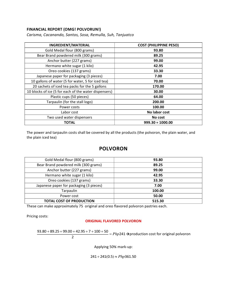 Financial Report - Omg | PDF | Beverages | Business