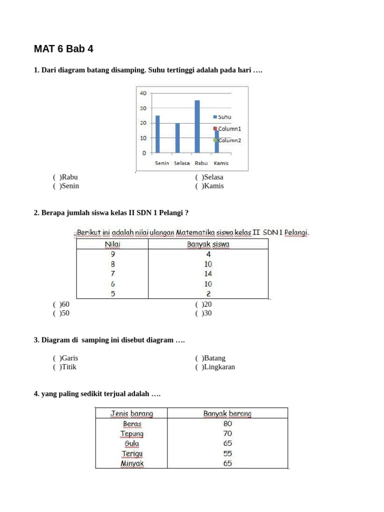 MAT 6 Bab 4 Pengumpulan & Penyajian Data | PDF