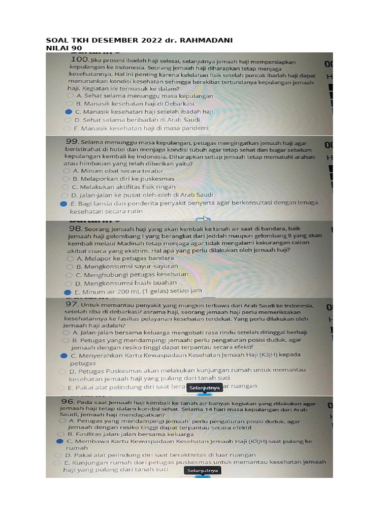 Soal TKH Dr. Dani 90 Des 2022 | PDF