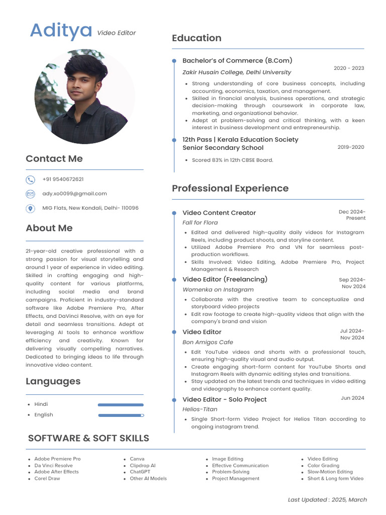 Aditya Updated Resume (March 2025) (1) | PDF | Editing