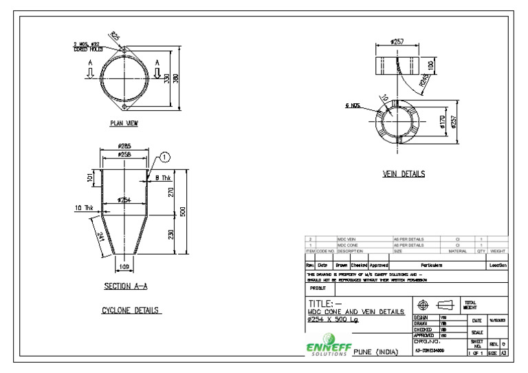 Cyclone Cone and Ven Details DIA 254 500Lg | PDF
