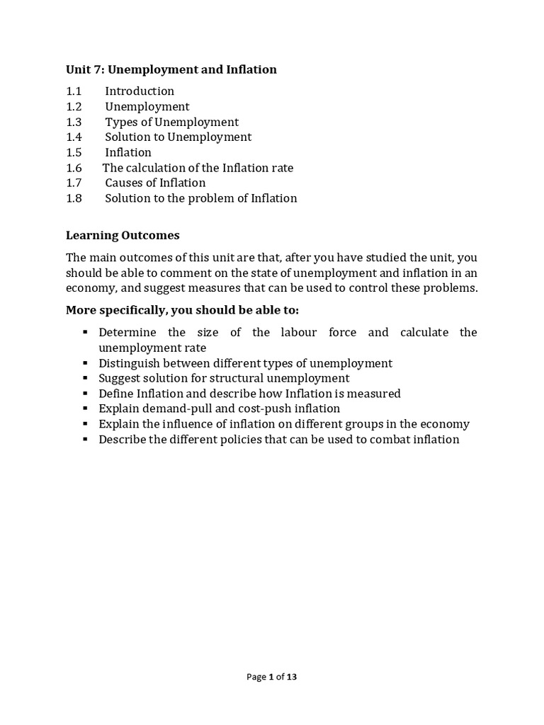 Unemployment and Inflation | PDF | Cost Of Living | Unemployment