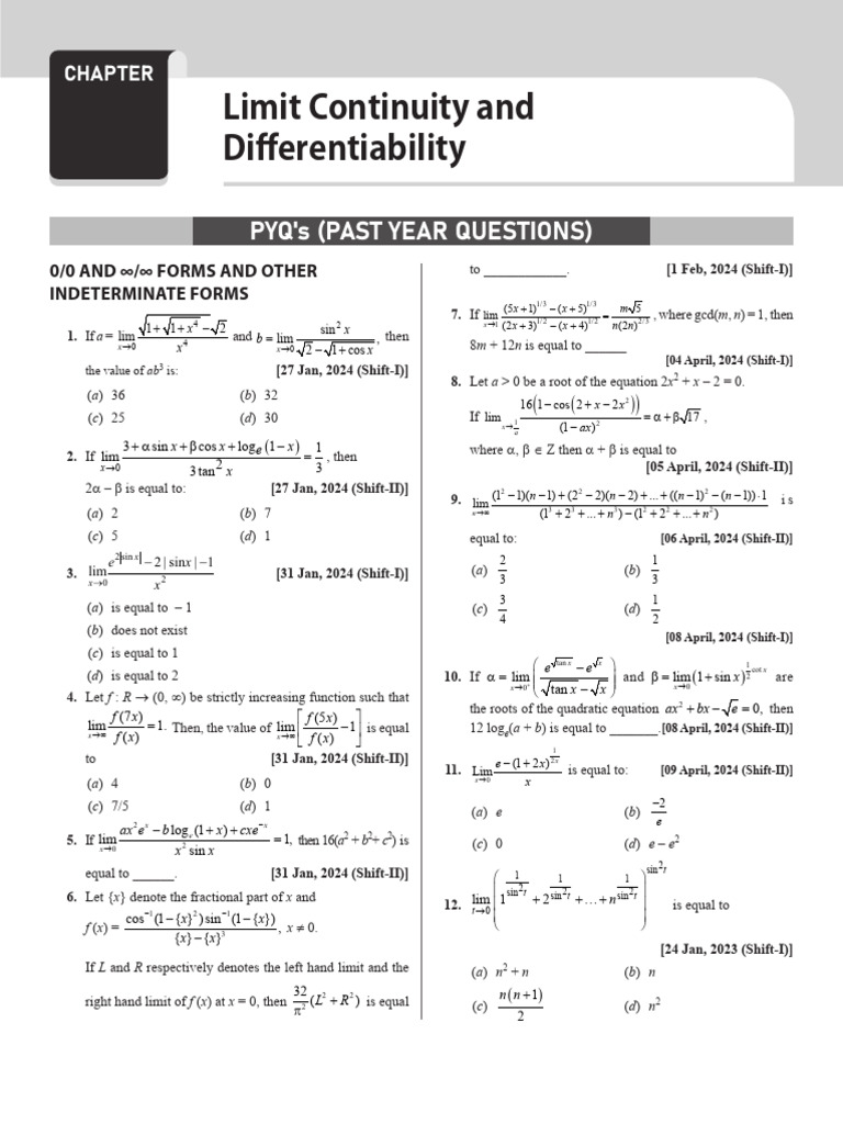 Limit Continuity and Differentiability | PDF | Function (Mathematics) | Mathematics