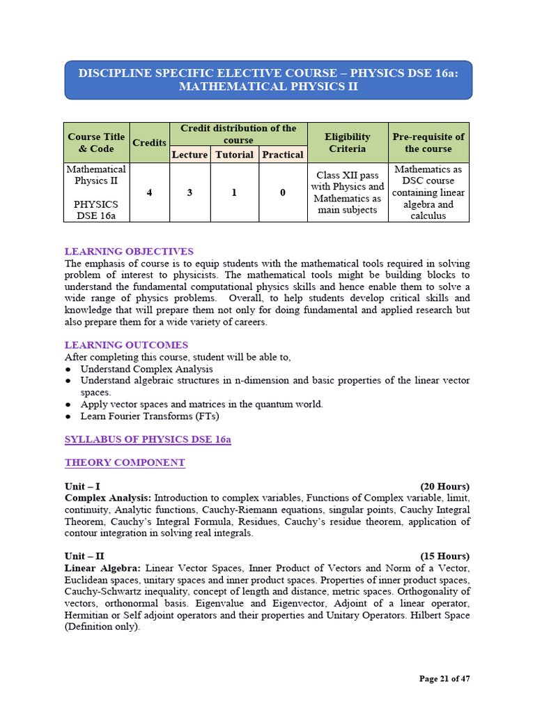 Dse-Mathematical Physics Ii | PDF | Mathematical Analysis | Mathematics