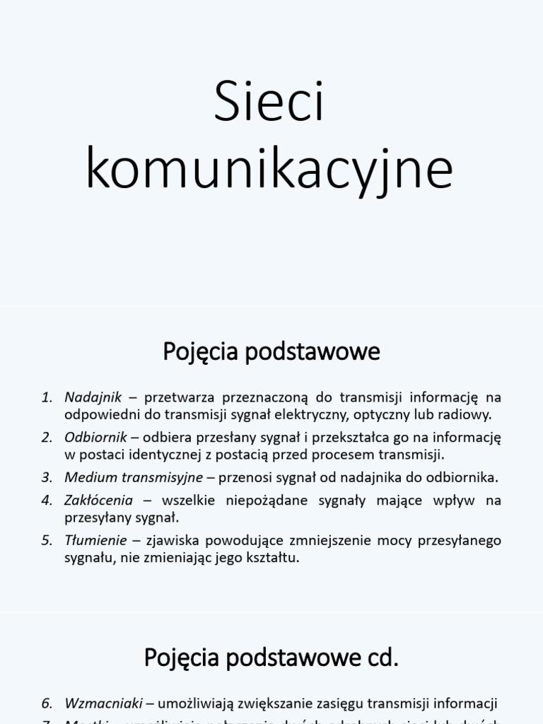 Sieci komunikacyjne | PDF