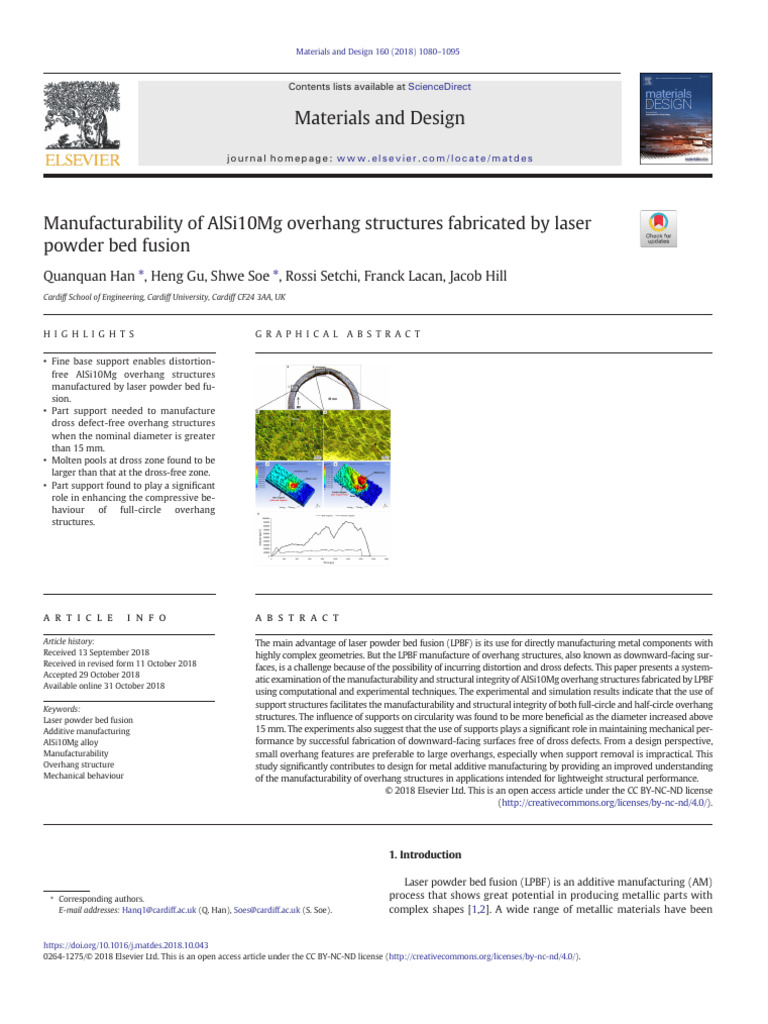 Manufacturability of AlSi10Mg overhang structures fabricated by laser ...