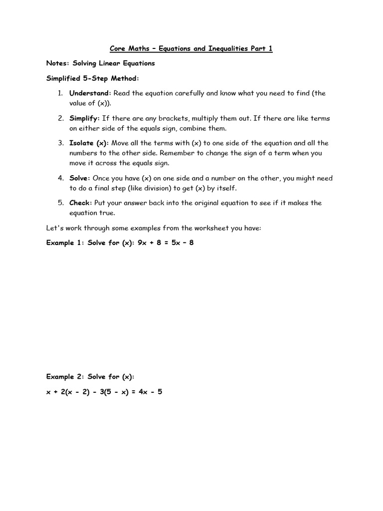 Core Maths Equations and Inequalities Part 1 | PDF | Factorization ...