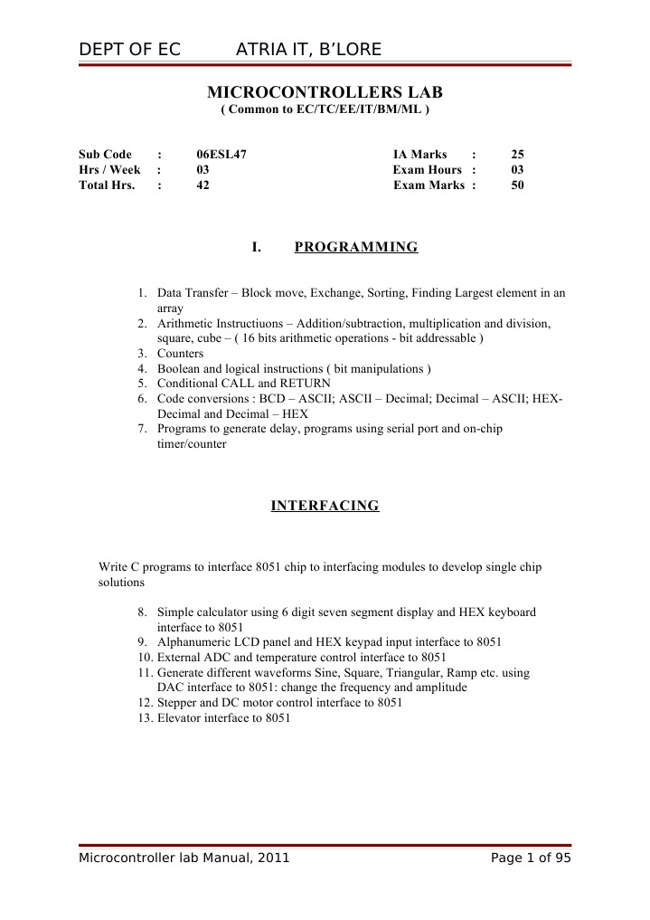 8051 Manual 2011 Pdf Binary Coded Decimal Microcontroller 