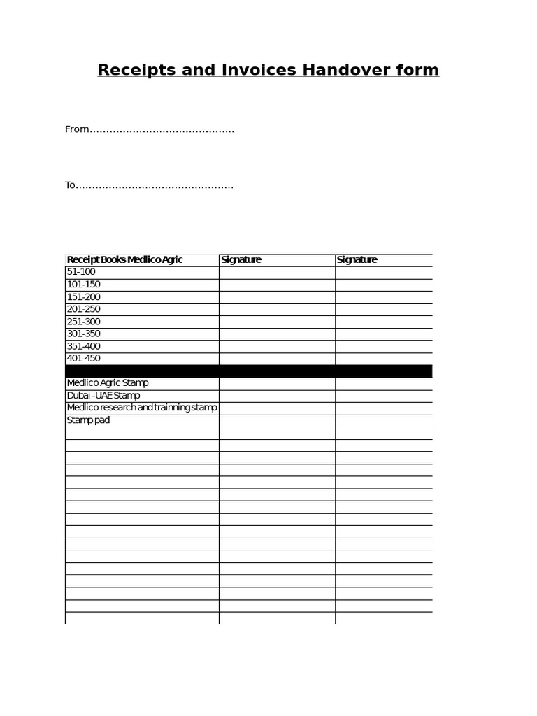 Handlover Takeover Form | PDF
