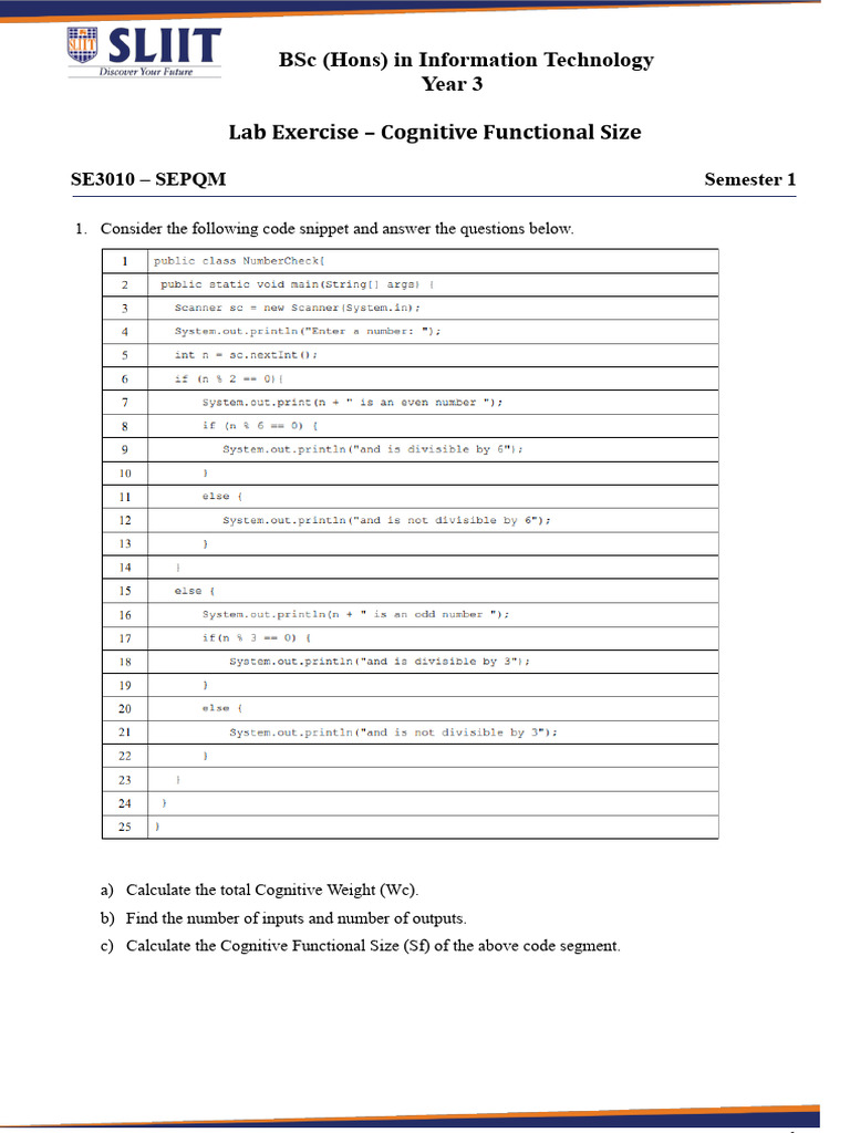 Lab Exercise - Cognitive Functional Size: BSC (Hons) in Information ...