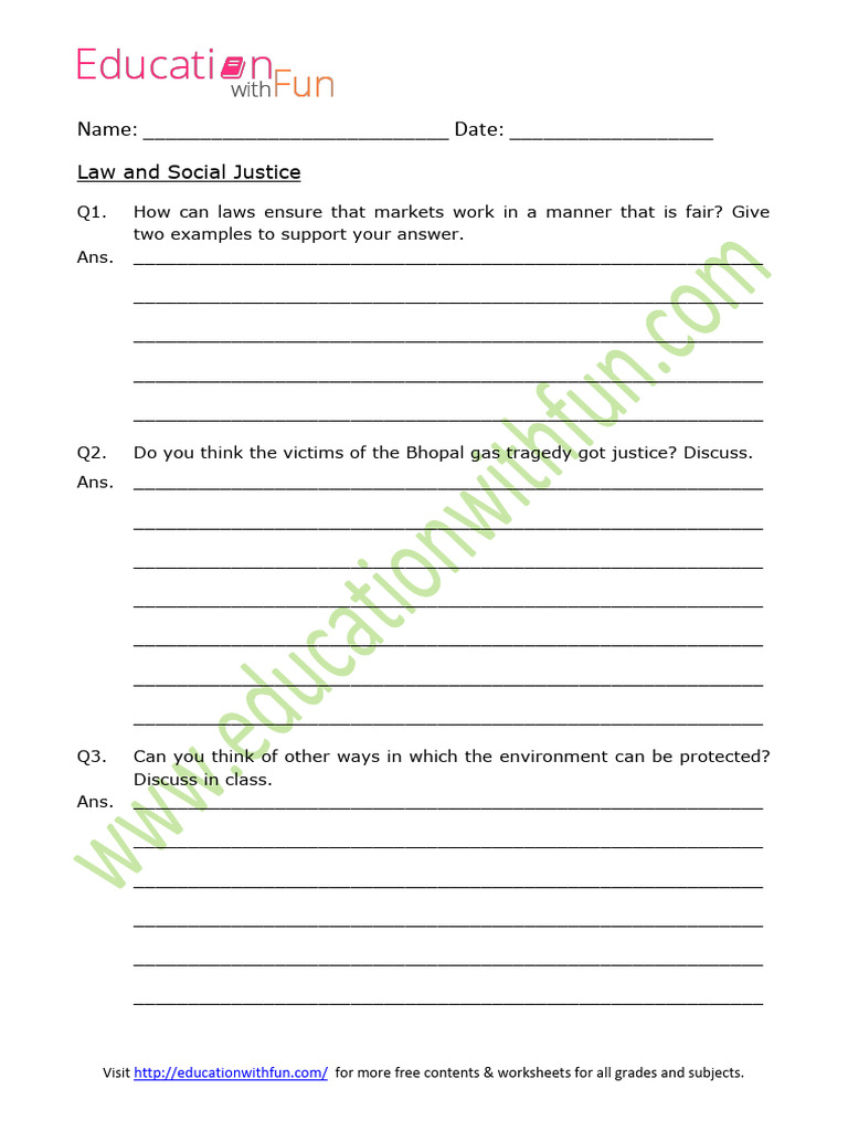 Law and Social Justice Worksheet 6 | PDF | Economies | Labor