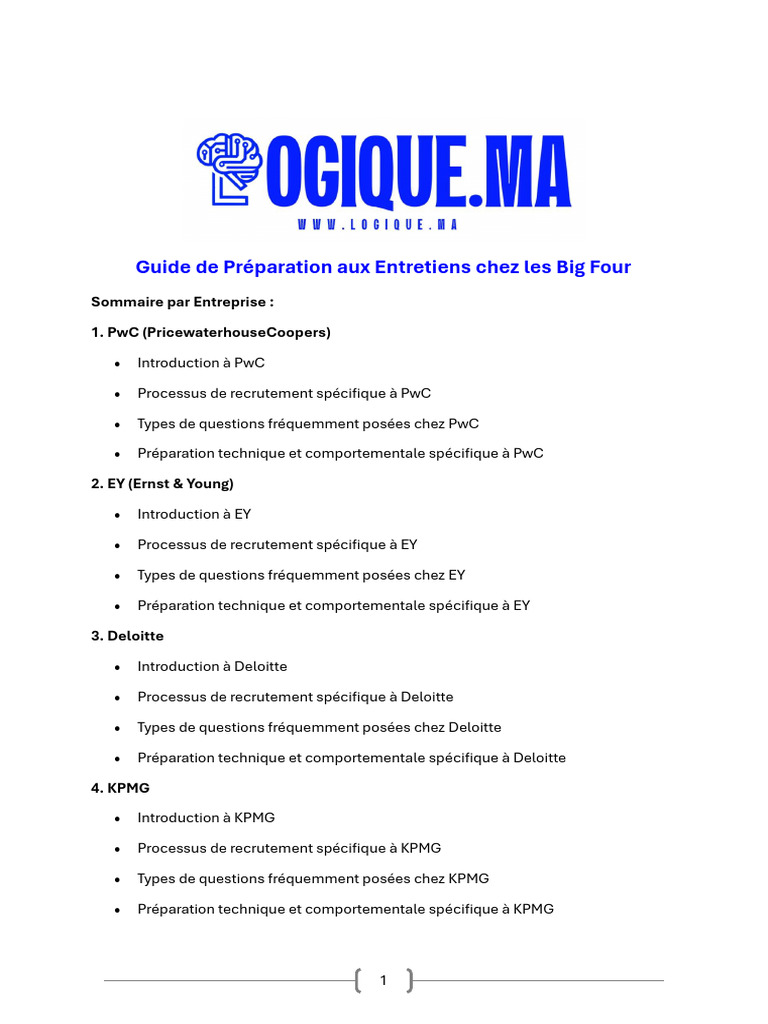 Guide d'Entretien pour les Big Four | PDF | Audit | Business