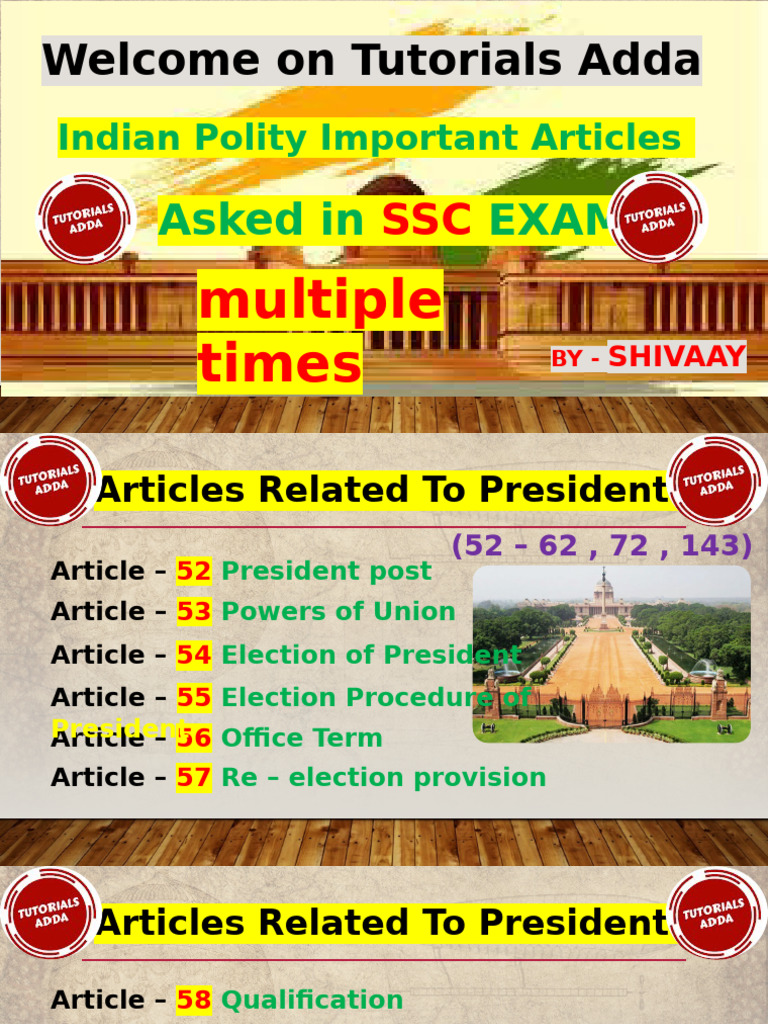 Key Indian Polity Articles for SSC Exams | PDF | State Of Emergency ...