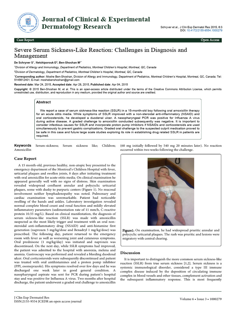 Serum Sickness-Like Reaction Case Study | PDF | Nonsteroidal Anti ...
