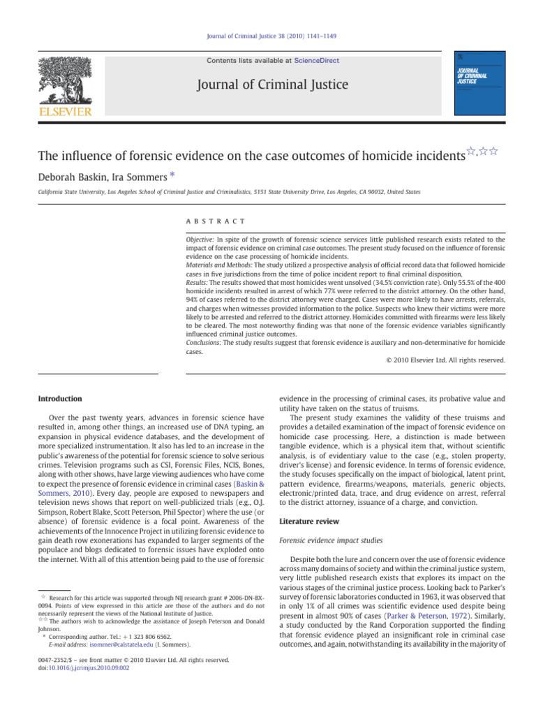 Forensic Evidence Impact on Homicide Cases | PDF | Multicollinearity ...
