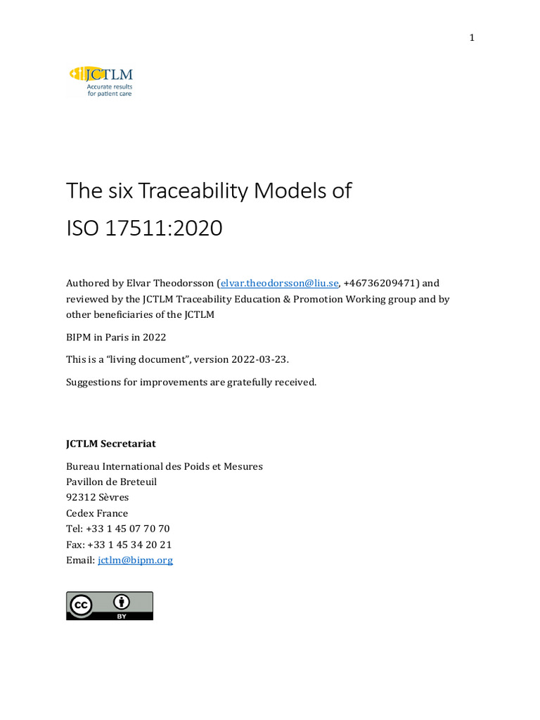 The Six Traceability Models of Iso 17511 2020 2022-02-23 | PDF | Calibration | Metrology