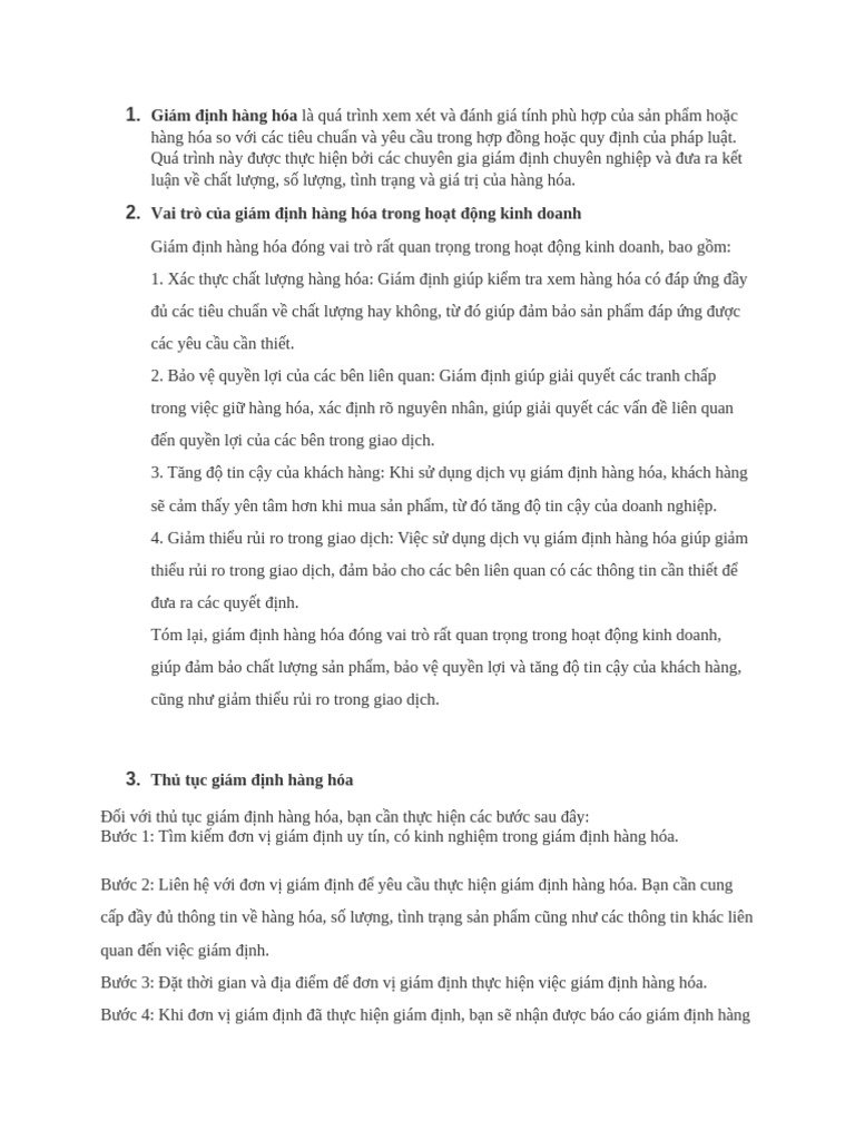 giám định hàng hóa plkd | PDF