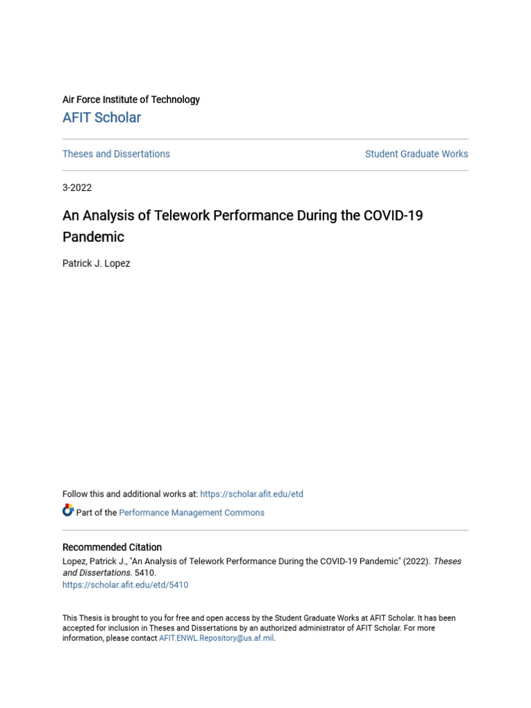 An Analysis of Telework Performance During the COVID-19 Pandemic | PDF ...