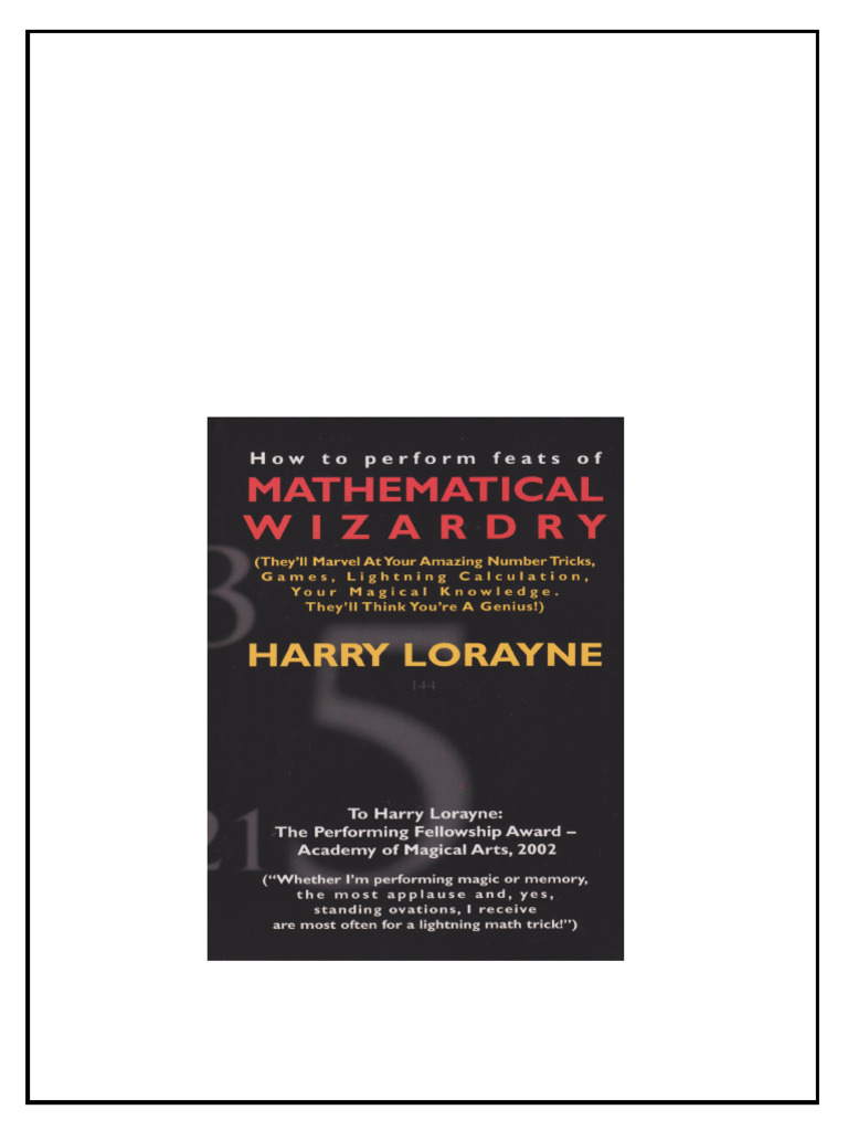 Mathematical Wizardry Harry Lorayne download | PDF | Numbers | Mathematics