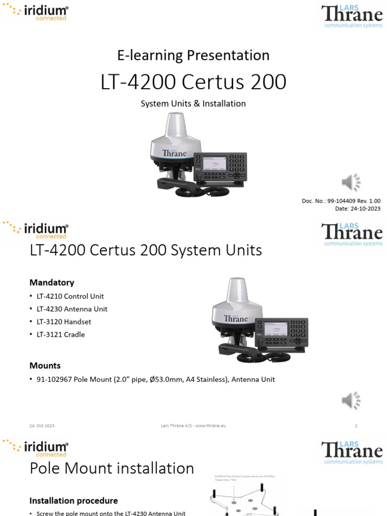 99-104409 - 1.00 E-Learning LT-4200 Certus 200 System Units & Installation | PDF | Antenna ...