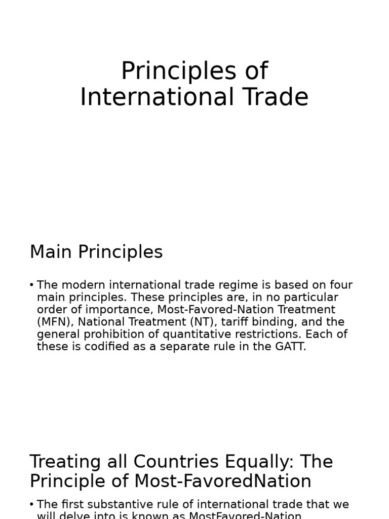 Principles of International Trade | PDF | Most Favoured Nation | Economies
