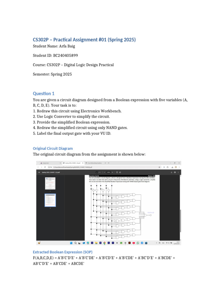 CS302P_Assignment_01_Arfa_Baig | PDF