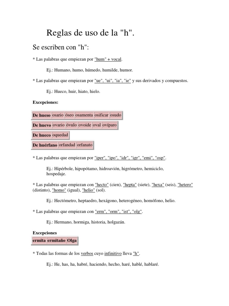 Reglas de Uso de La H | PDF | Clásicos