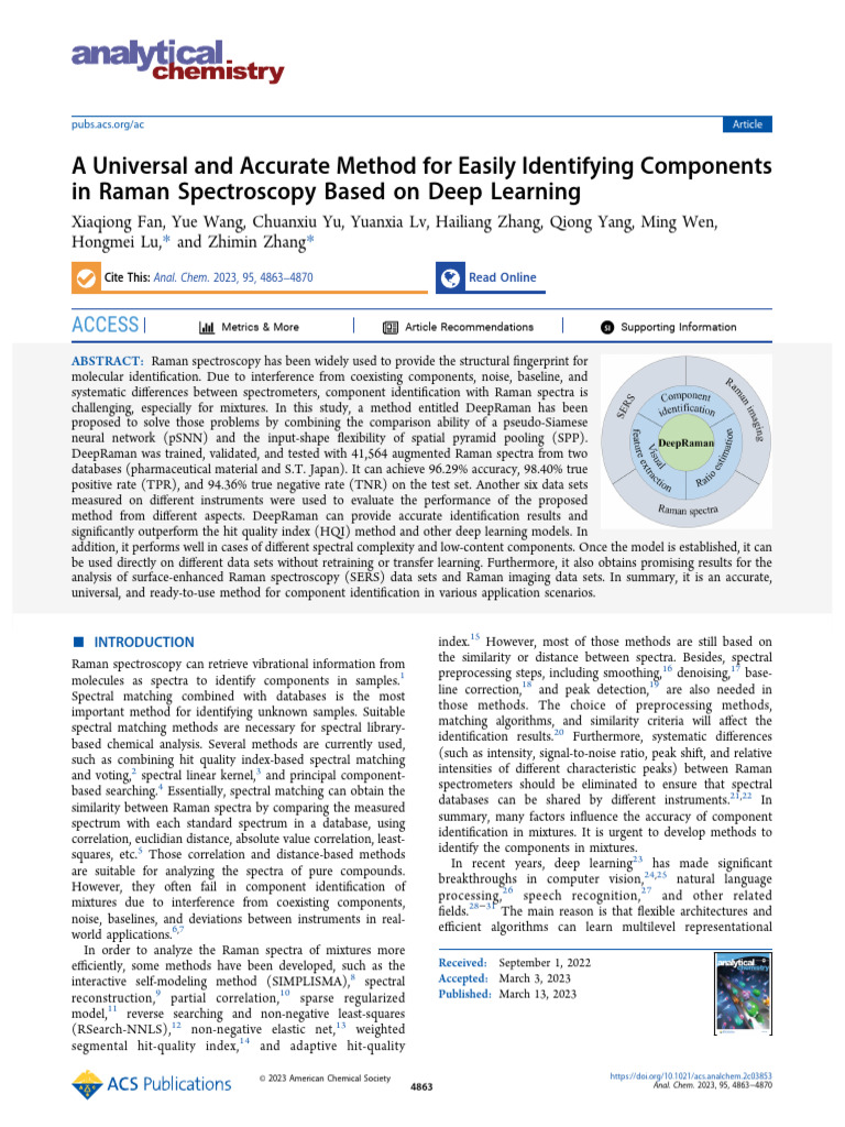 Deep Learning for Raman Spectroscopy Analysis | PDF | Raman ...