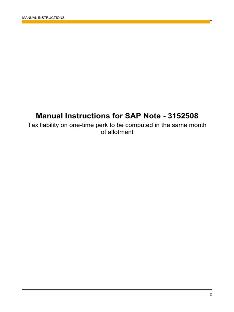 Manual Instructions For SAP Note 3152508 | PDF