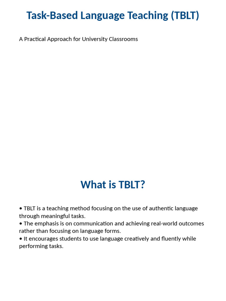 Redesigned TBLT Presentation | PDF