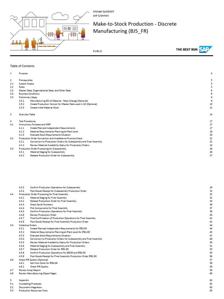Make-to-Stock Process in SAP S/4HANA | PDF | Production And Manufacturing