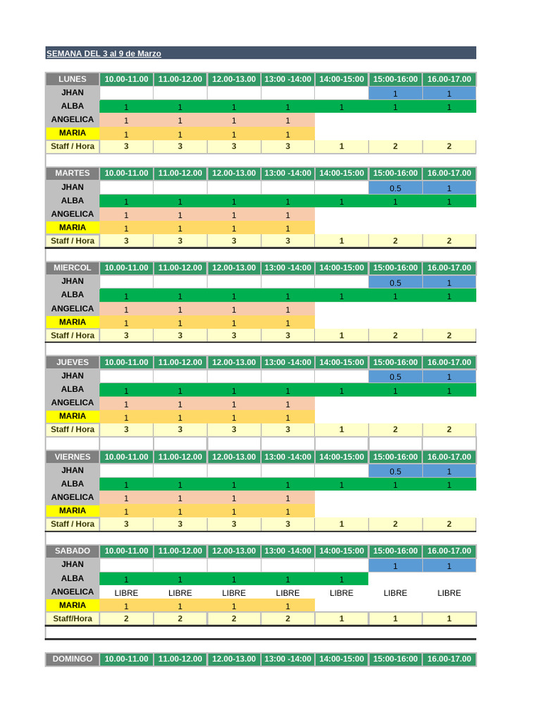 Horario Rectificado | PDF