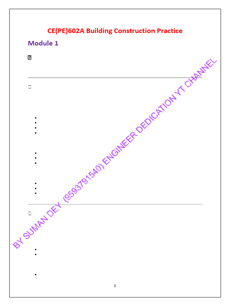 Building Construction Notes | PDF | Deep Foundation | Masonry