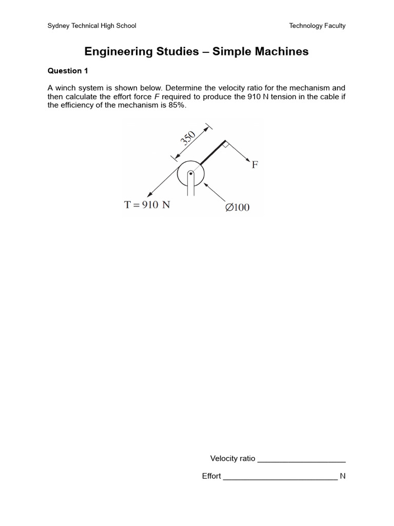 Simple Machines Questions | PDF | Mechanical Engineering | Machines