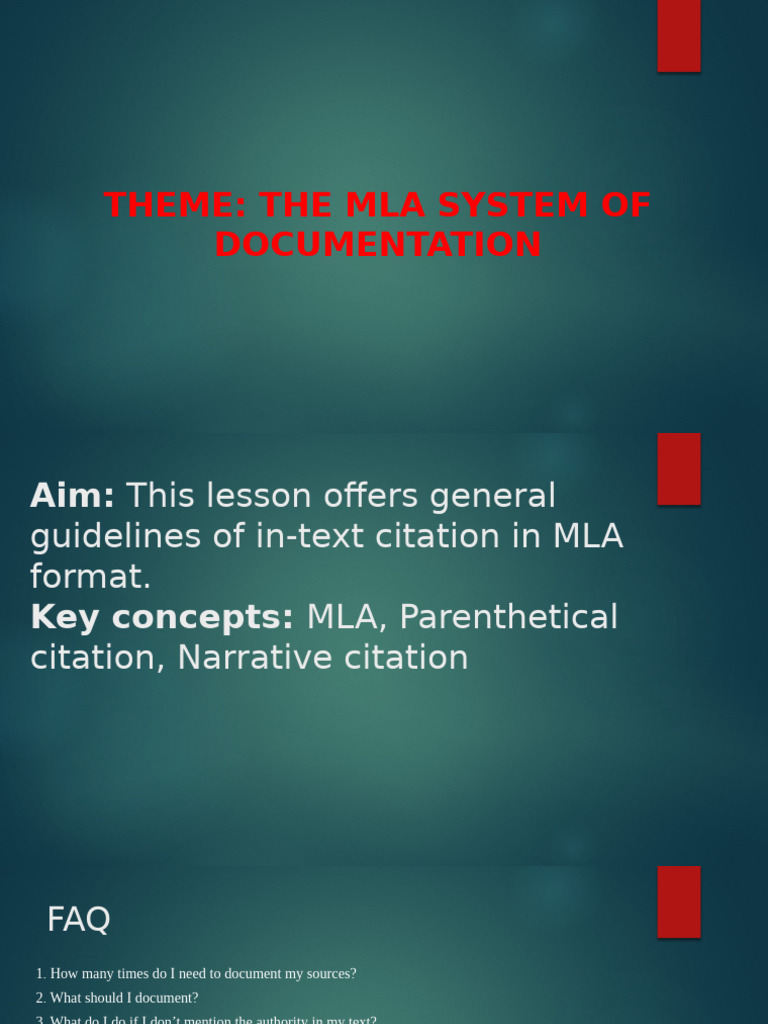 Theme The Mla System of Documentation | PDF | Citation | Writing