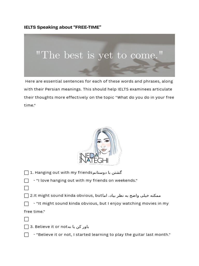 IELTS Free Time Speaking Tips | PDF | Hobbies | Recreation