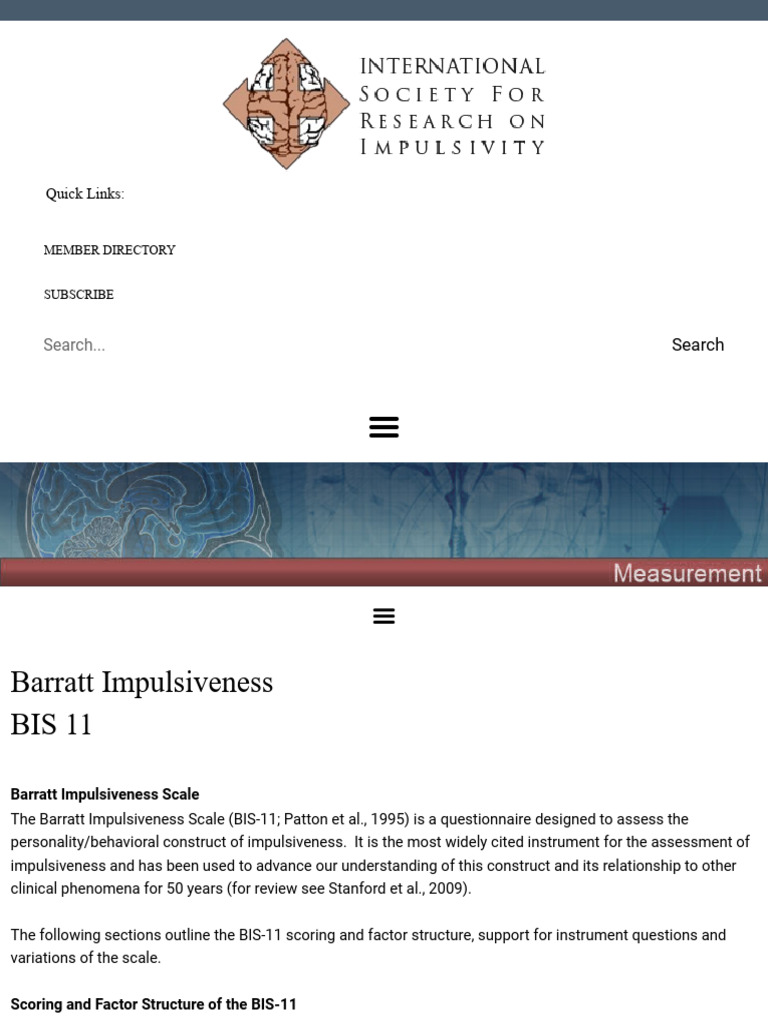 BIS-11 Scale and Scoring Key | PDF | Impulsivity | Psychological Concepts