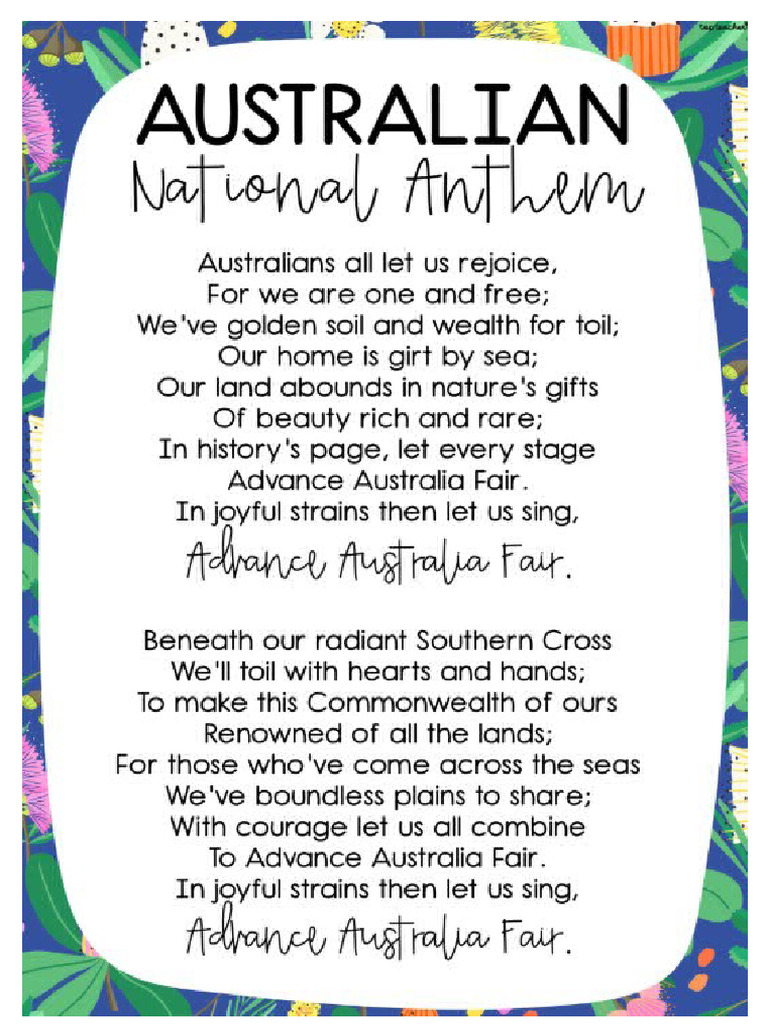 Advance Australia Fair Lyrics | PDF