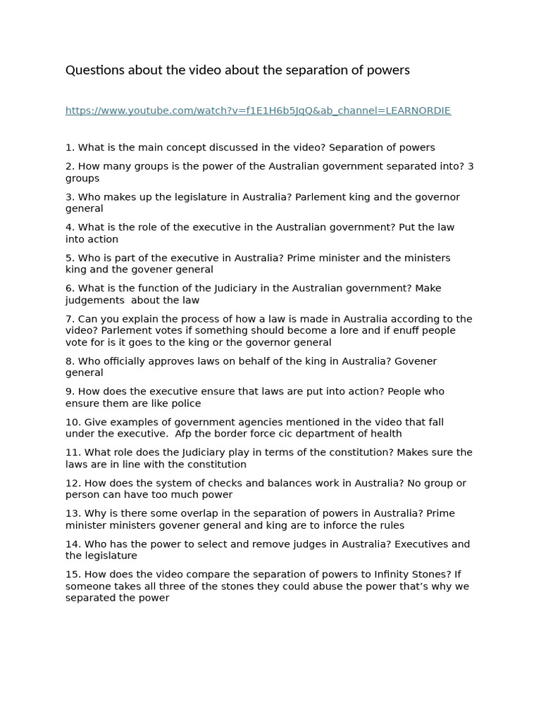 Understanding Australia's Separation of Powers | PDF