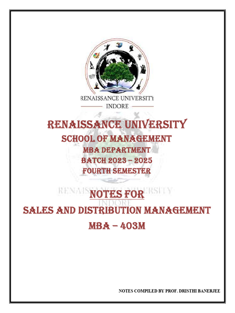 Sales and Distribution Management Notes | PDF | Customer Relationship ...