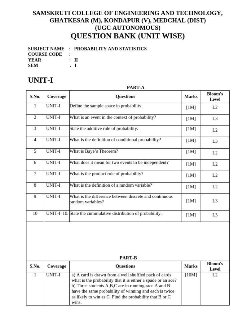 COSM QUESTION BANK | PDF | Probability Distribution | Markov Chain