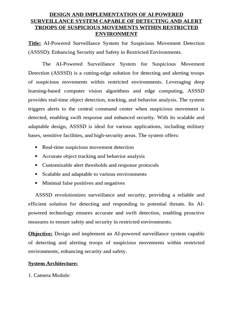 Design and Implementation of Ai Powered Surveillance System Capable of ...