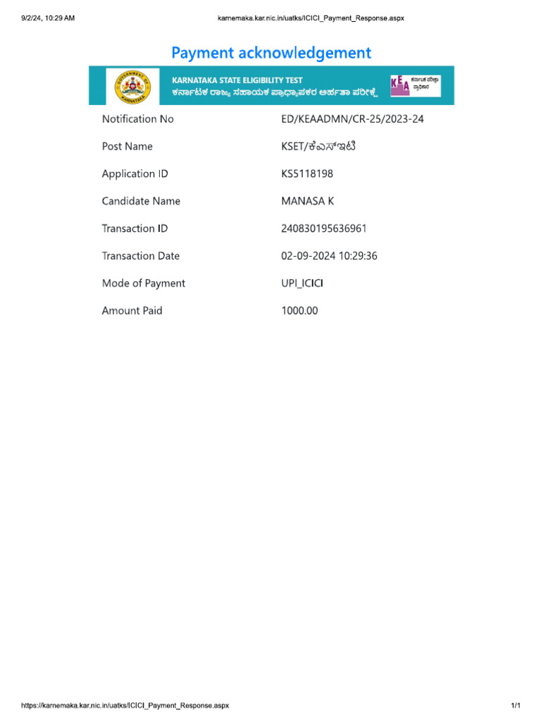 Payment Manasa | PDF