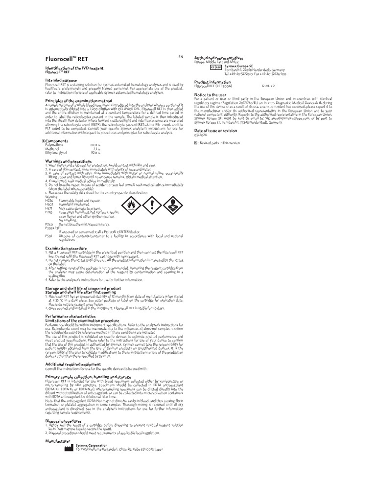 Fluorocell RET-800A - PI - en - IVDR | PDF