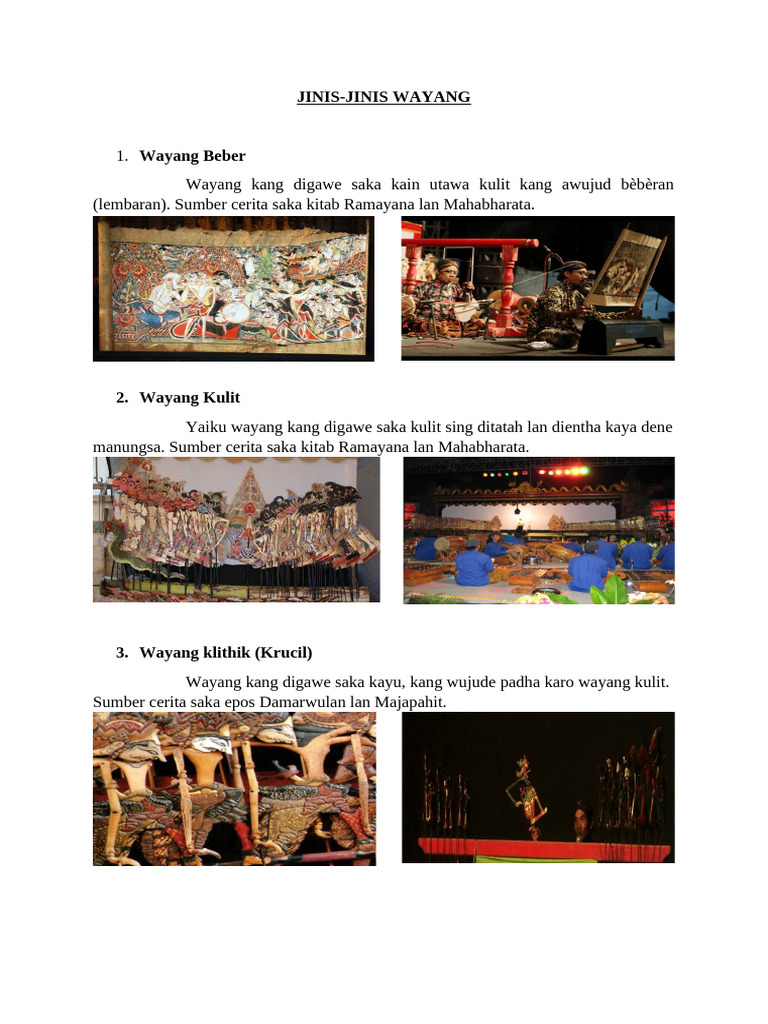 Jenis Wayang B Jawa | PDF